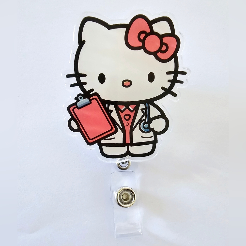 Hello Kitty Doctor / Nurse Id Badge Reel - Gem